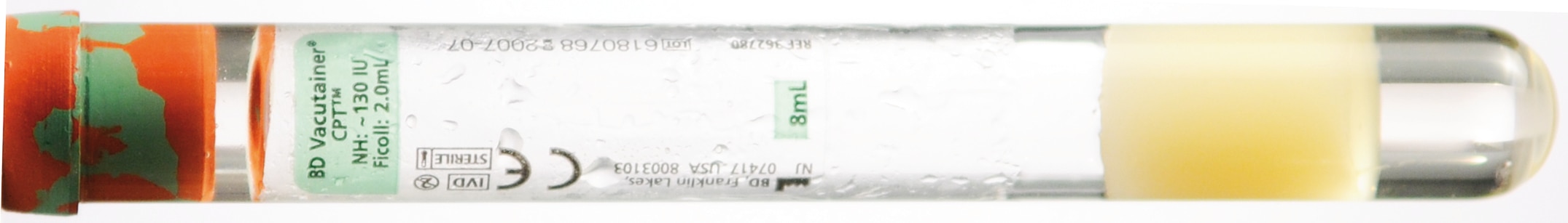 BD Vacutainer® CPT™, 8ml, 16x125mm (NAHep) - 362780 | BD