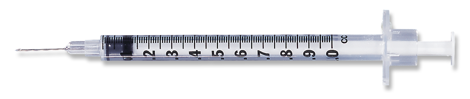 BD® Allergy Syringe with permanently attached needle 28 G x 1/2 in., 1 ...