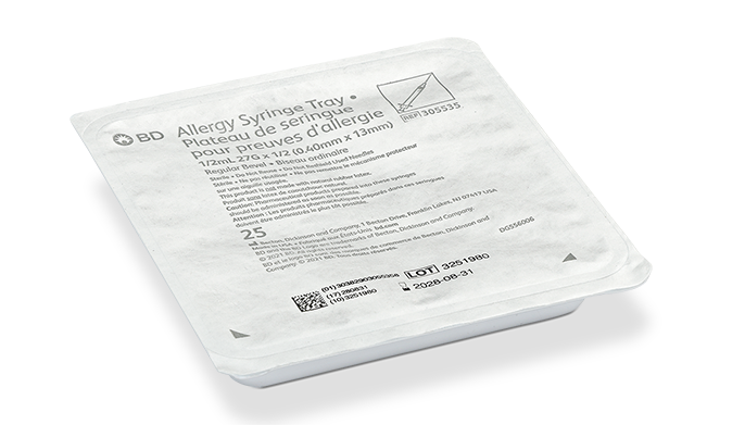 1/2 mL BD® Allergy Syringe with Permanently Attached 27 G x 1/2 in ...