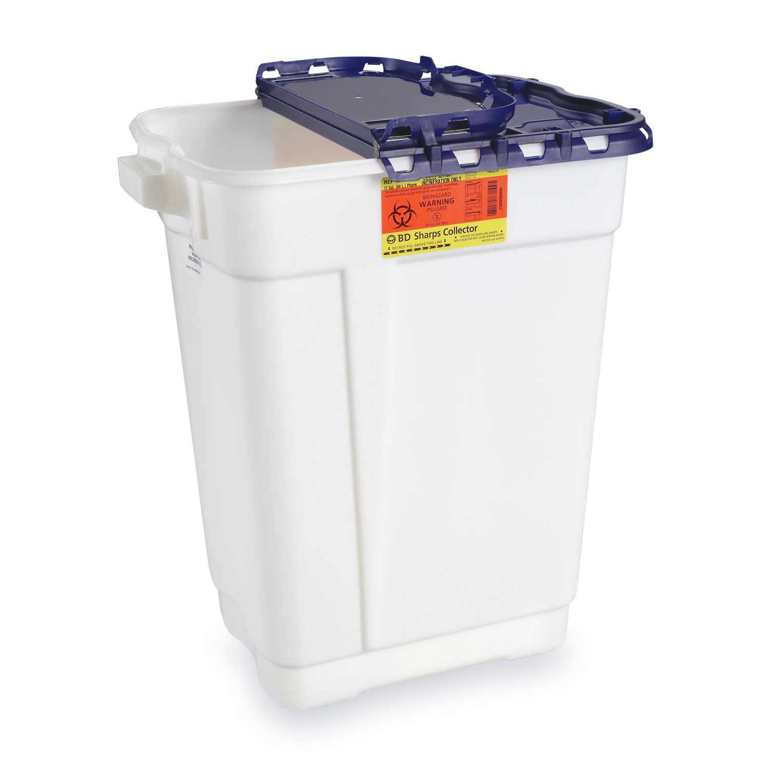 BD™ Pharmaceutical sharps collector hinge top with gasket, 17 gal ...