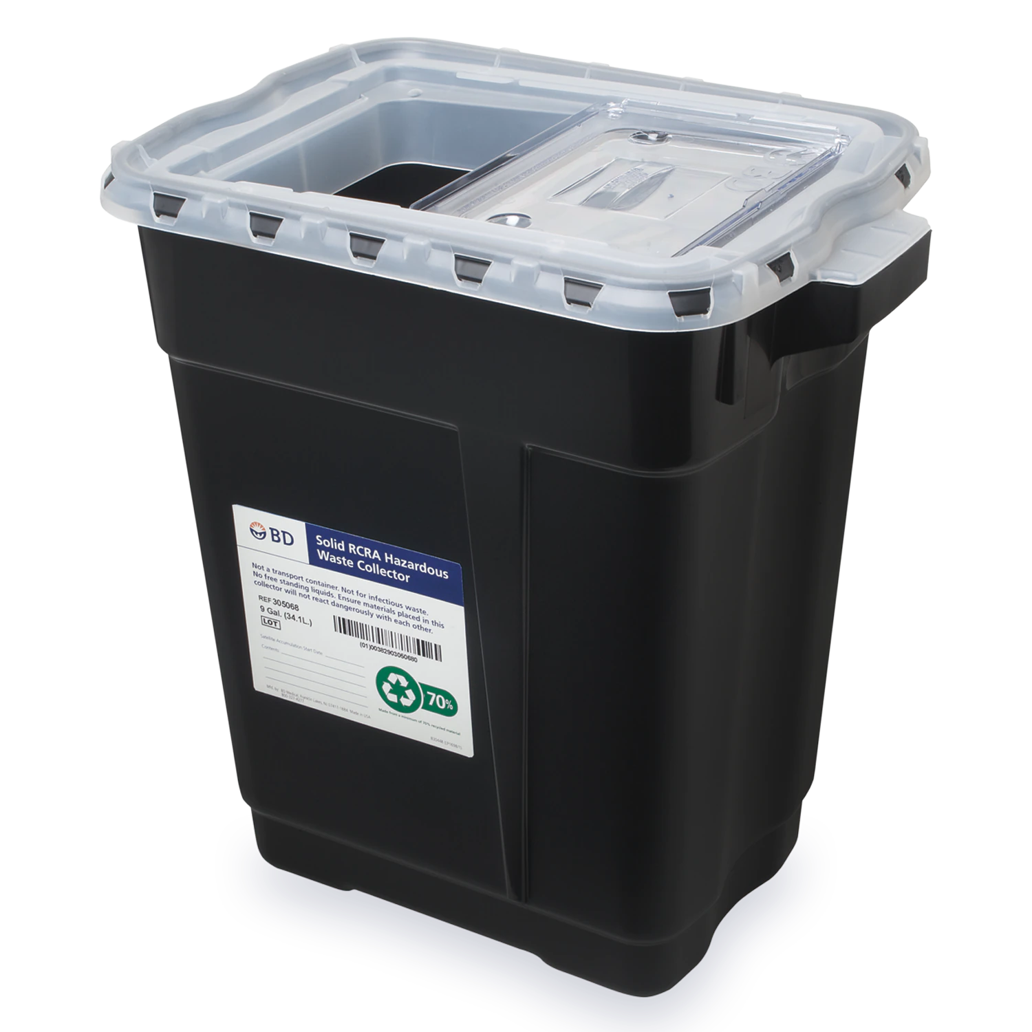 BD Recykleen™ RCRA hazardous waste collector slide top with gasket, 9 ...