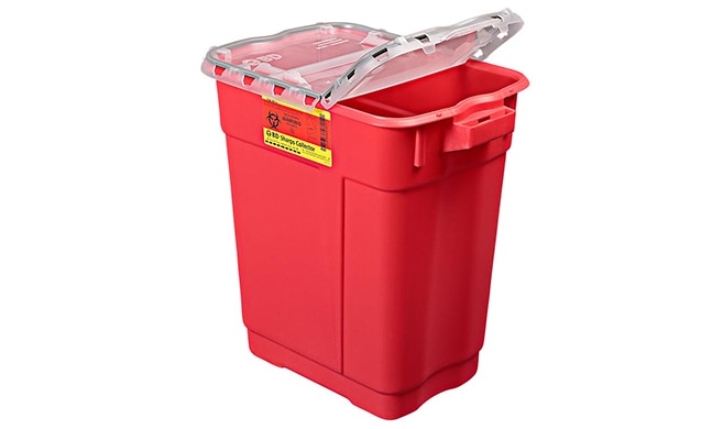 BD® Large and Extra Large Sharps Container, 9 gal, hinge top with ...
